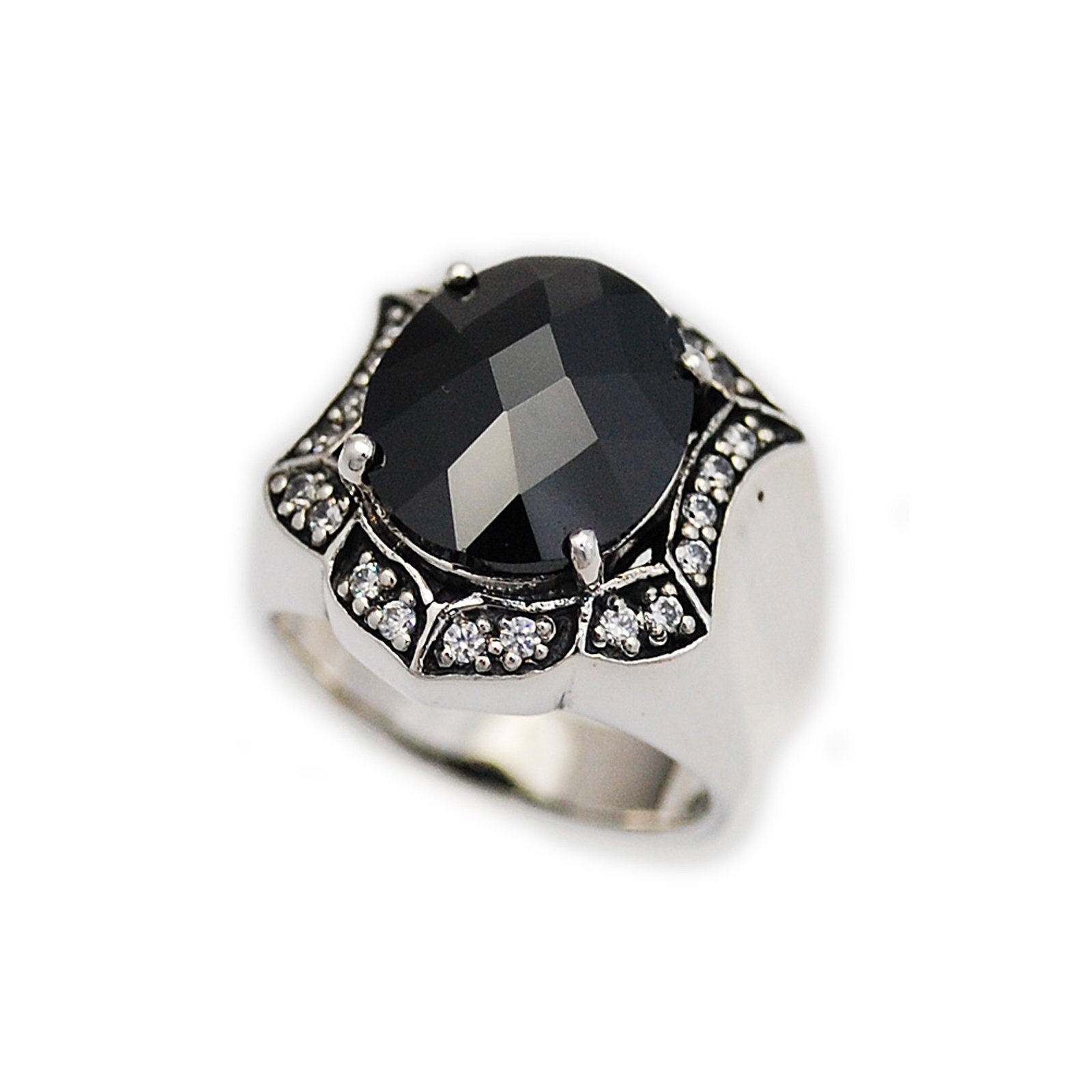 Black Agate/925 Sterling Silver Ring/silver Stone Ring/black | Etsy