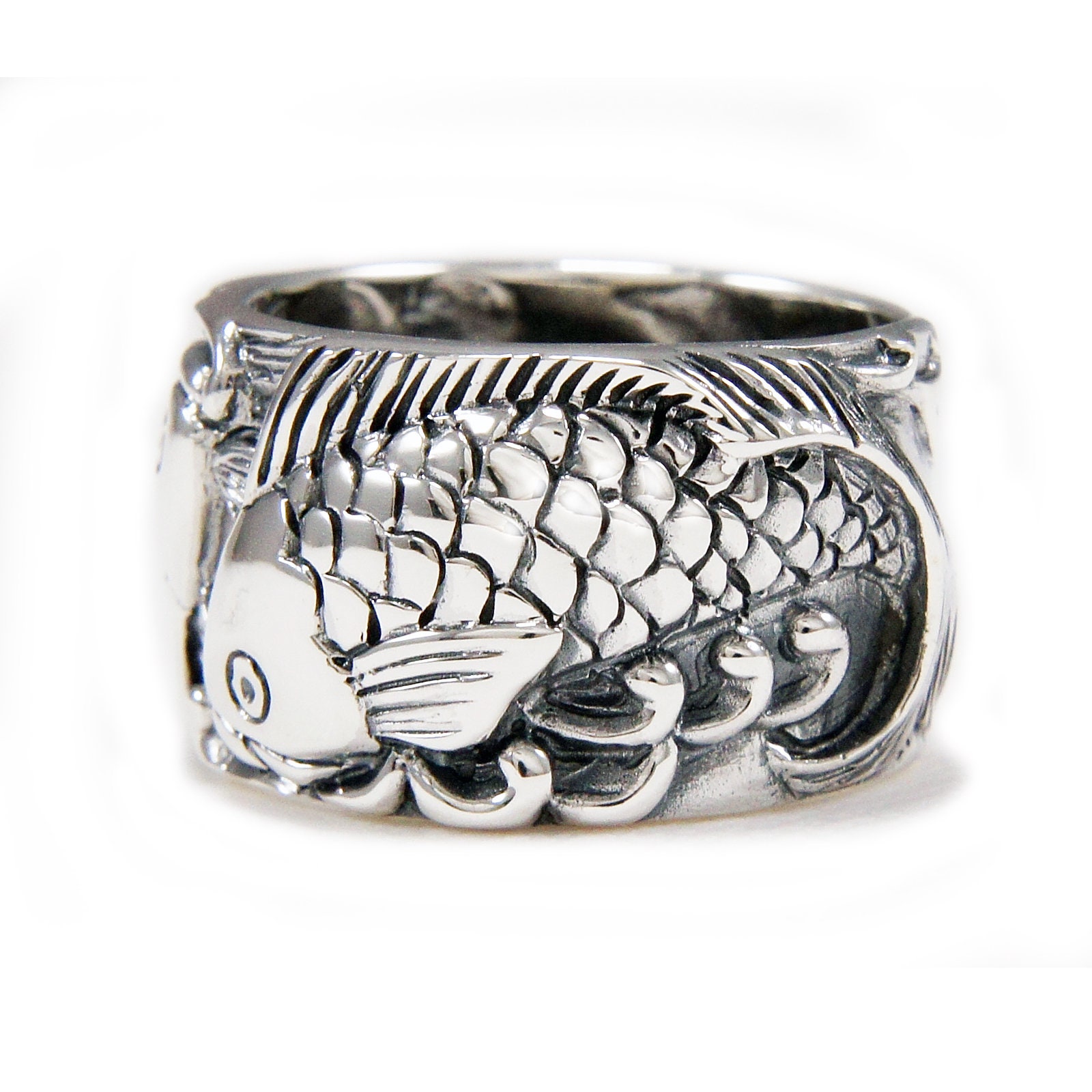 Japanese Koi/twin Carp/925 Sterling Silver Ring/silver - Etsy