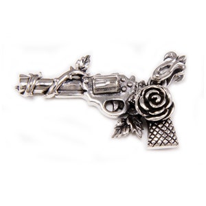 Gun & Rose Thorns 25 Sterling Silver Revolver .38 Gangster | Etsy