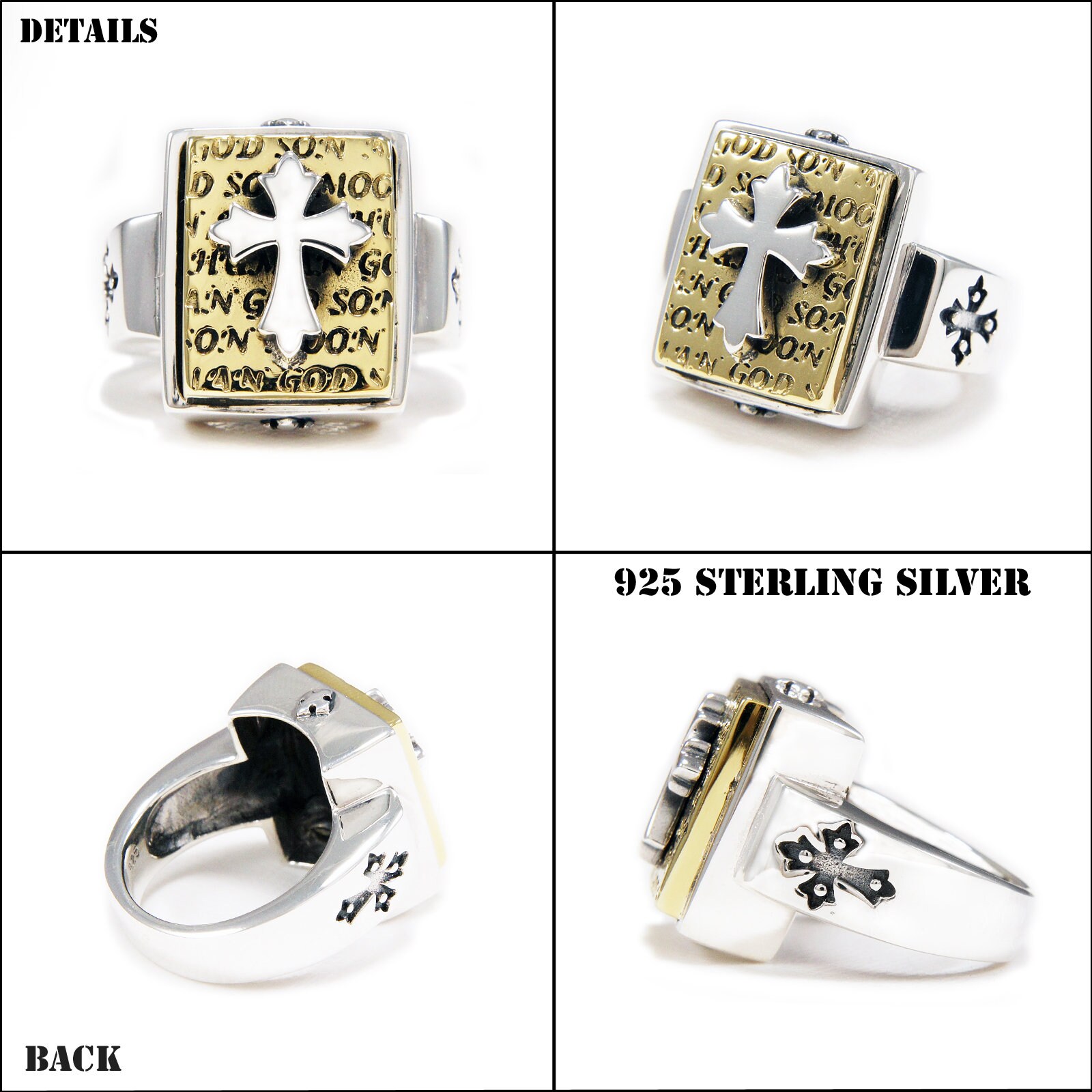 Gold Bible/cross/925 Sterling Silver Ring/jesus Ring/cross Ring/bible ...