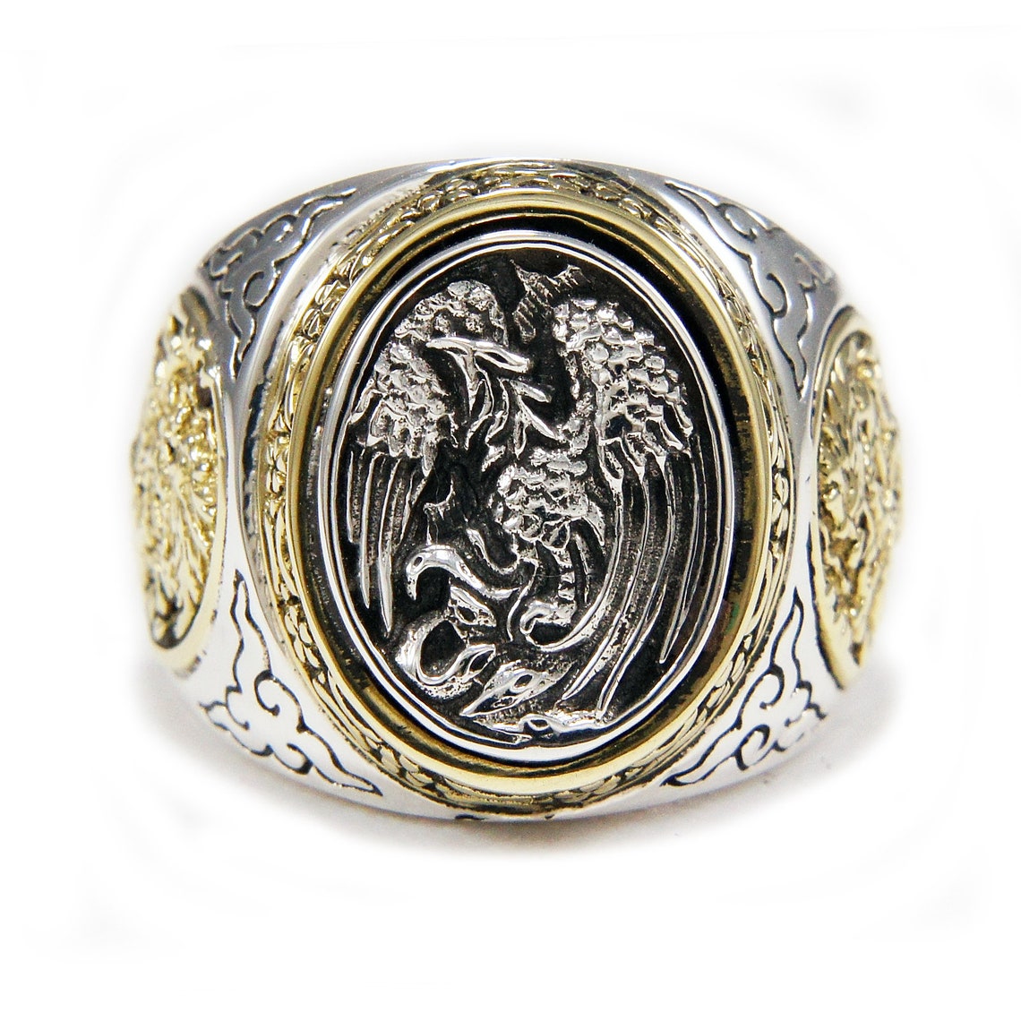 Phoenix of the Rising Sun/925 Sterling Silver Ring/phoenix Ring/biker ...