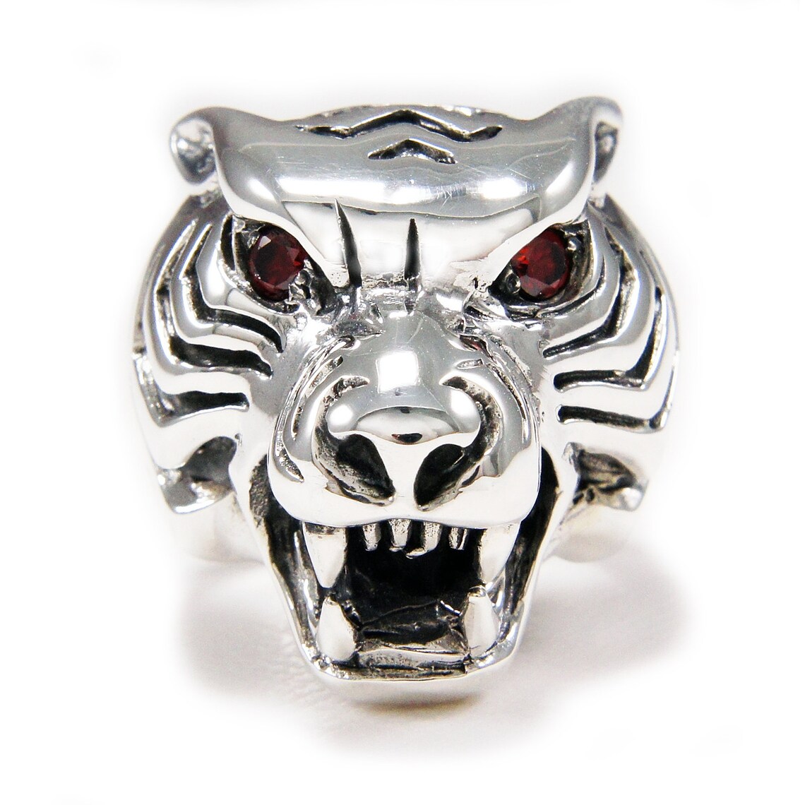 Tiger/925 Sterling Silver Ring/red Eyes Tiger Ring/silver - Etsy