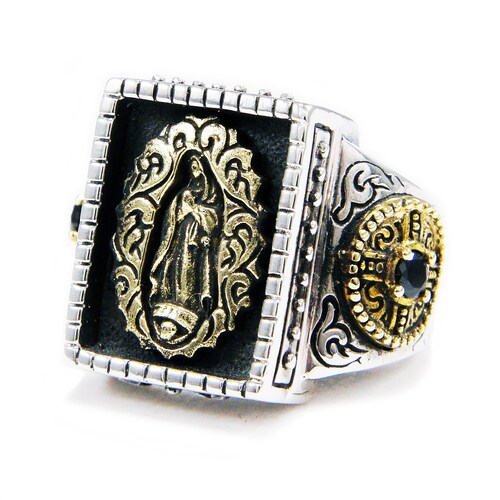 Large Virgin Mary Our Lady of Guadalupe Ring Sterling Silver - Etsy