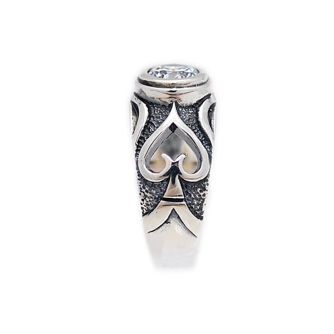 Spade/White Stone/925 Sterling Silver Ring/Silver Stone | Etsy