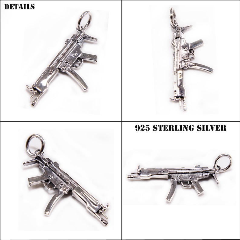 MP 5 Submacine Gun 925 Sterling Silver Pendant/9mm/Biker | Etsy
