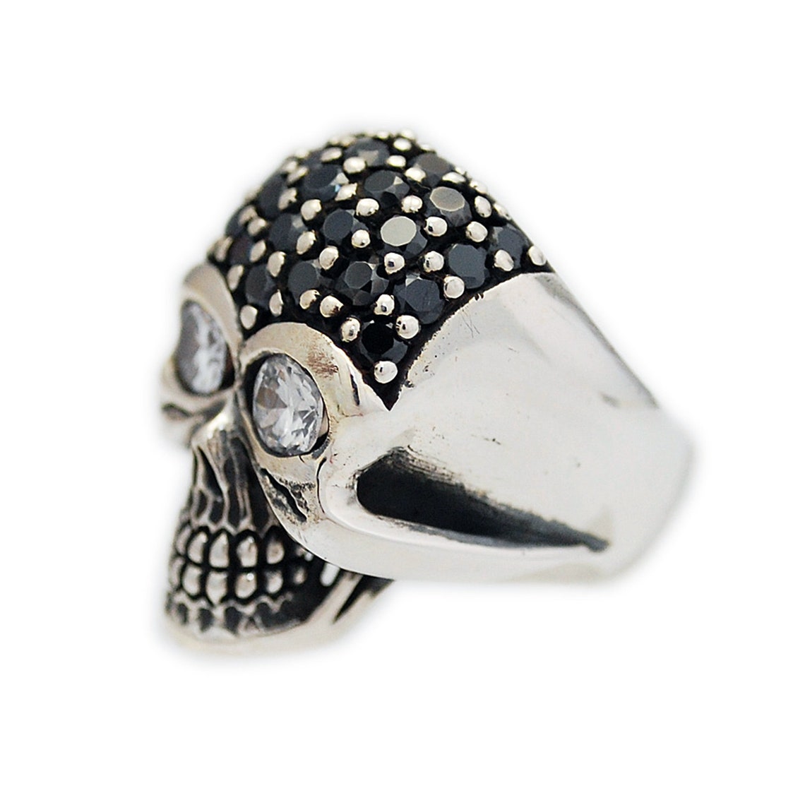 Skull/925 Sterling Silver Ring/cubic Zirconia/silver Skull - Etsy