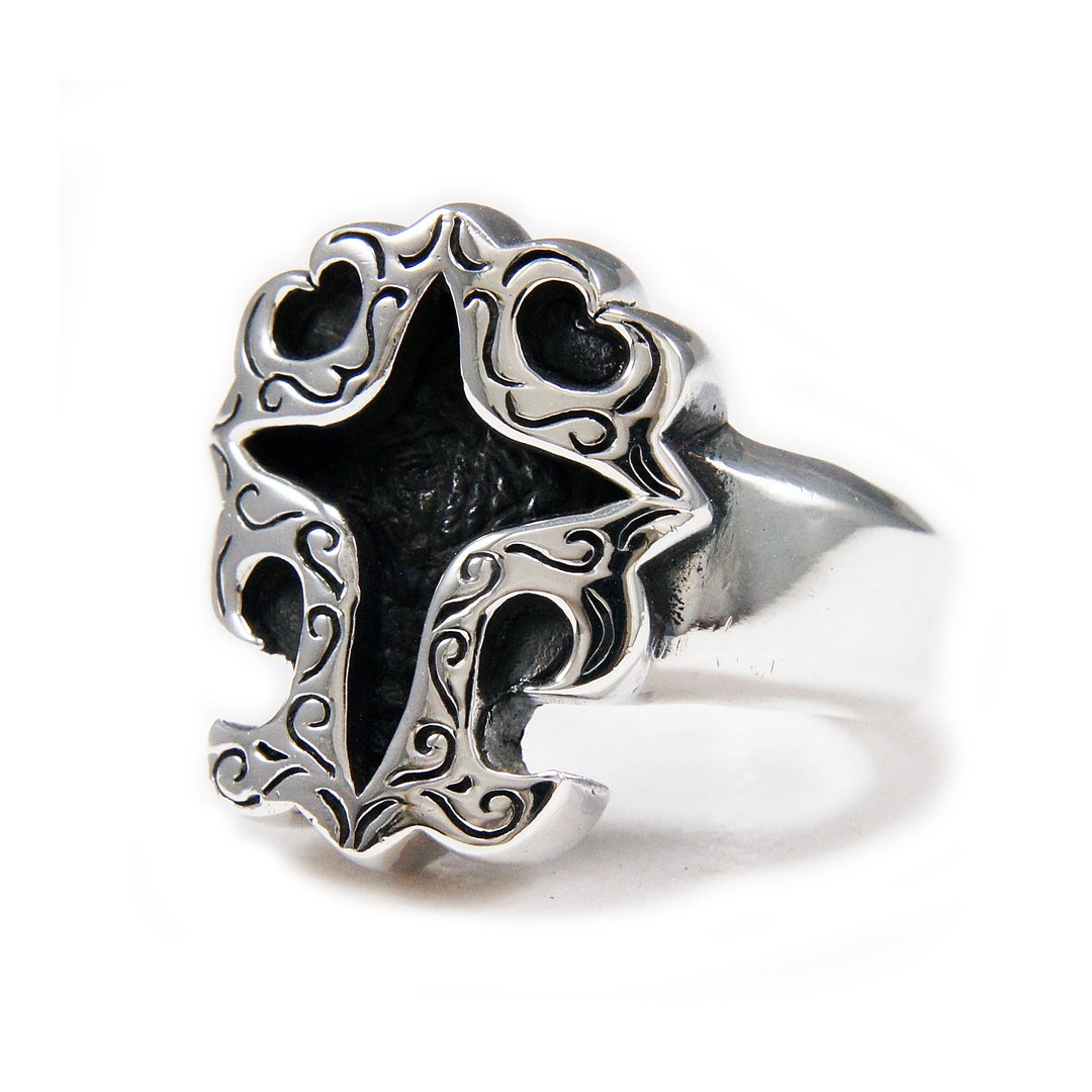 Cross/emblem/shield/925 Sterling Silver Ring/cross Ring/emblem Ring ...
