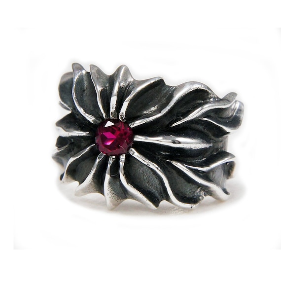 Red/ruby/thunder/925 Sterling Silver Ring/red Ruby Cubic - Etsy