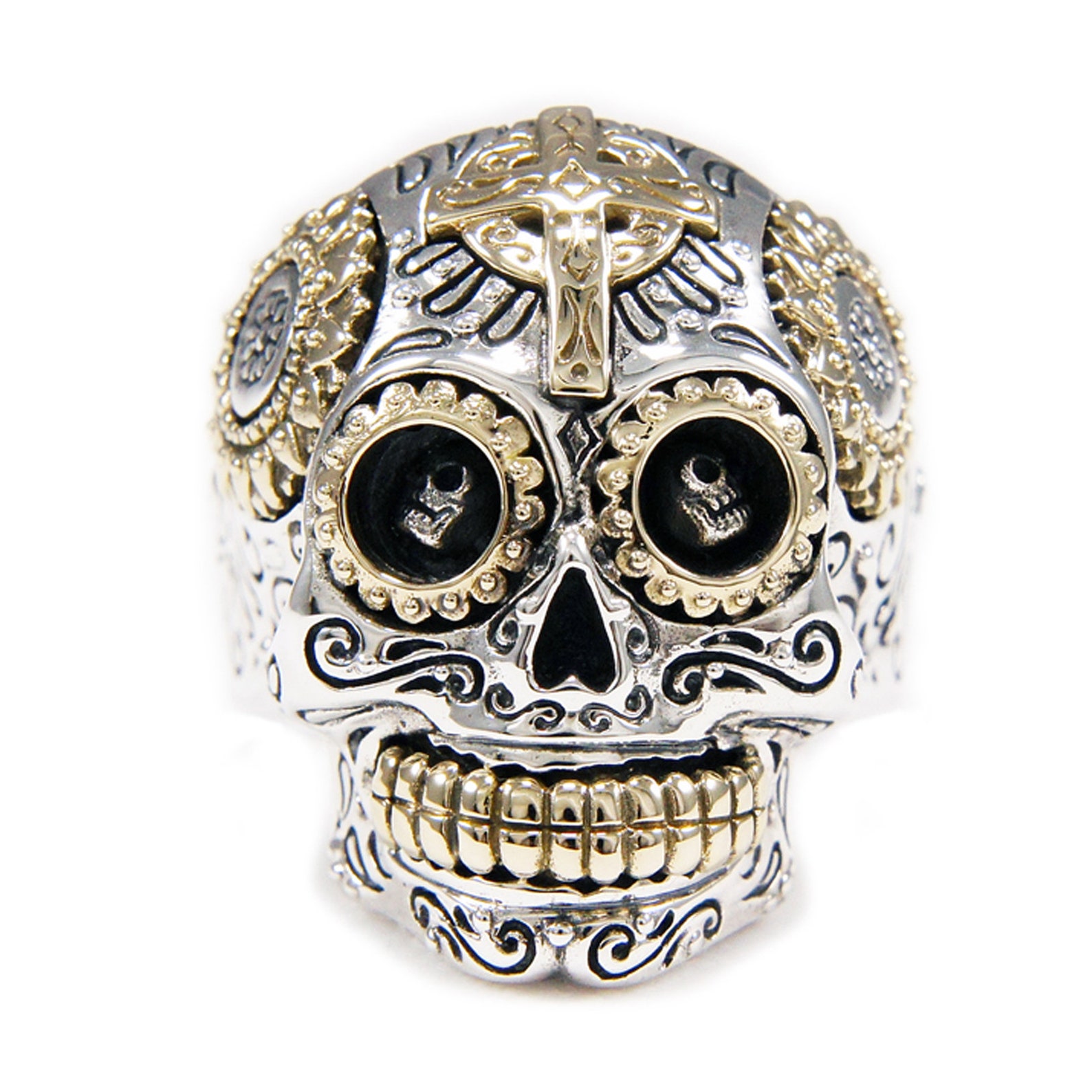 Santa Muerte/sugar Skull/good Vibration/925 Sterling Silver | Etsy