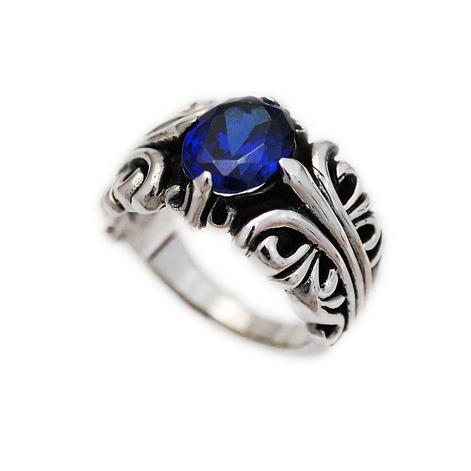 Blue Stone/arabesque/925 Sterling Silver Ring/silver Blue | Etsy