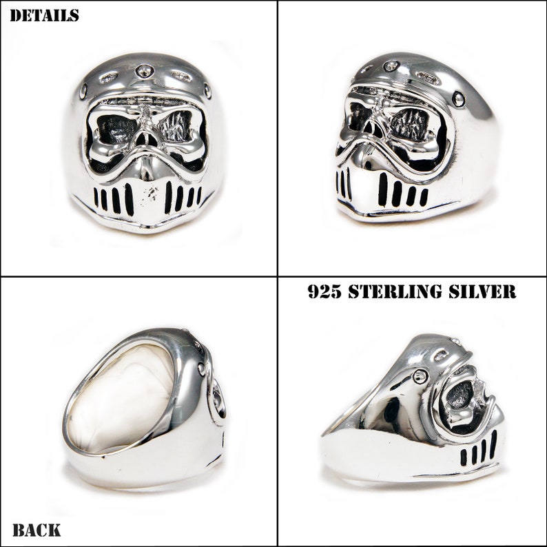 Skull/full Face Helmet/925 Sterling Silver Ring/skull Ring/helmet Ring ...