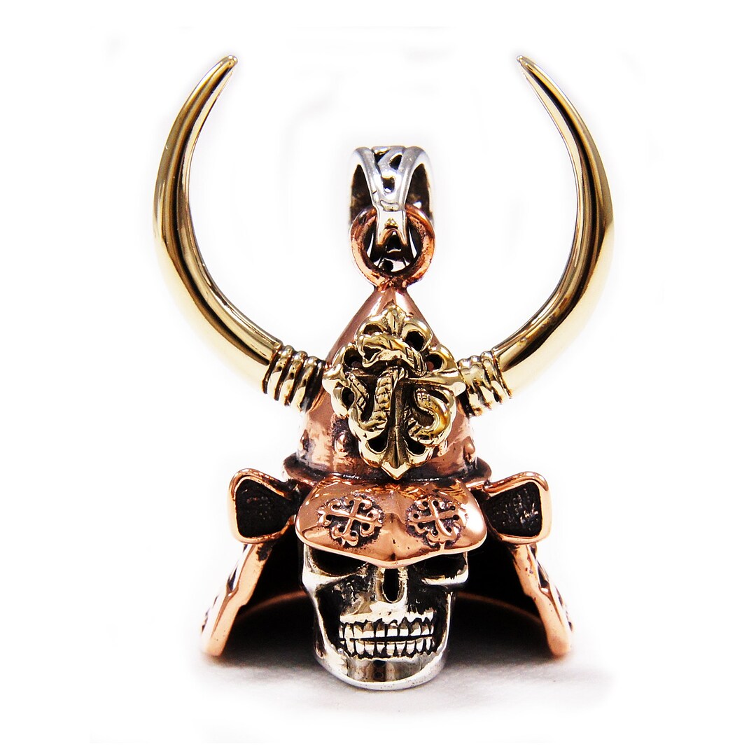 Copper & Brass/samurai Kabuto/armor/925 Sterling Silver Pendant/biker ...