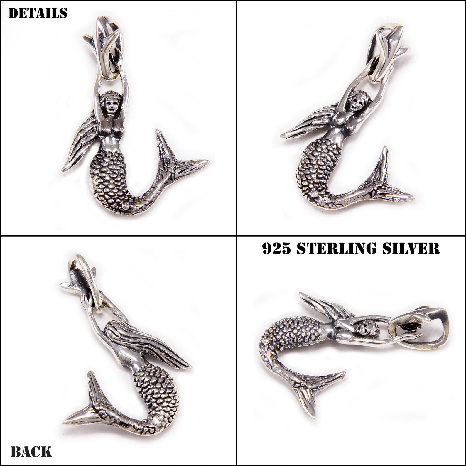 Mermaid/angel of Ocean/925 Sterling Silver Pendant/angel Pendant ...