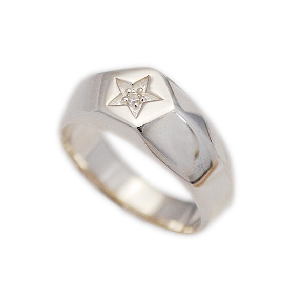 Star/white Stone/925 Sterling Silver Star Band Ring/white | Etsy