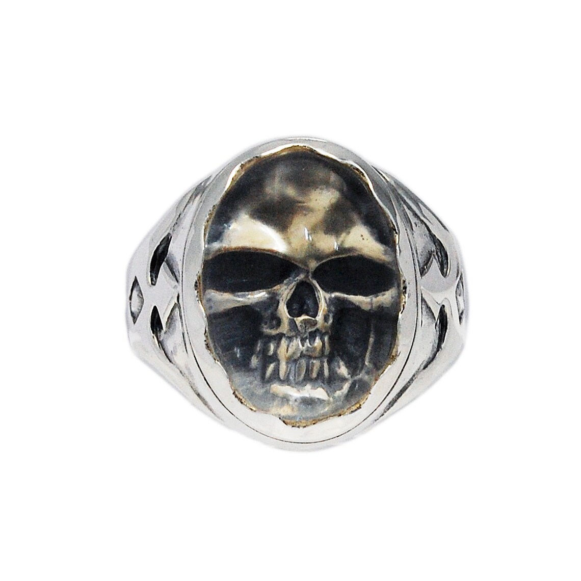 Skull/925 Sterling Silver Ring/white Stone/silver Skull | Etsy