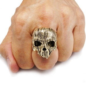 Driftwood Skull/gold/skull/brass Ring/rustic Skull Ring/biker Jewelry ...