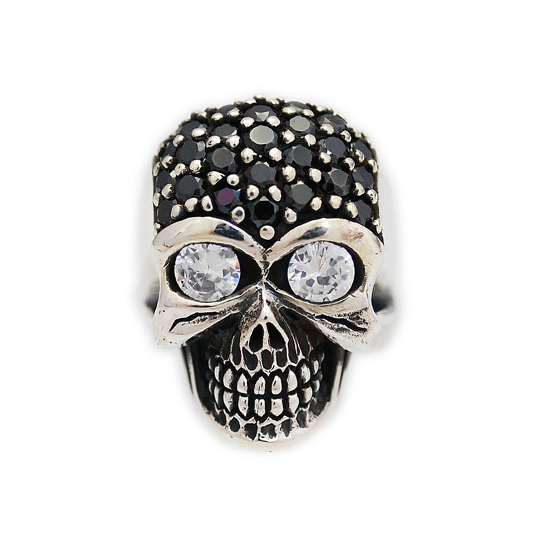 Skull/925 Sterling Silver Ring/Cubic Zirconia/Silver Skull | Etsy