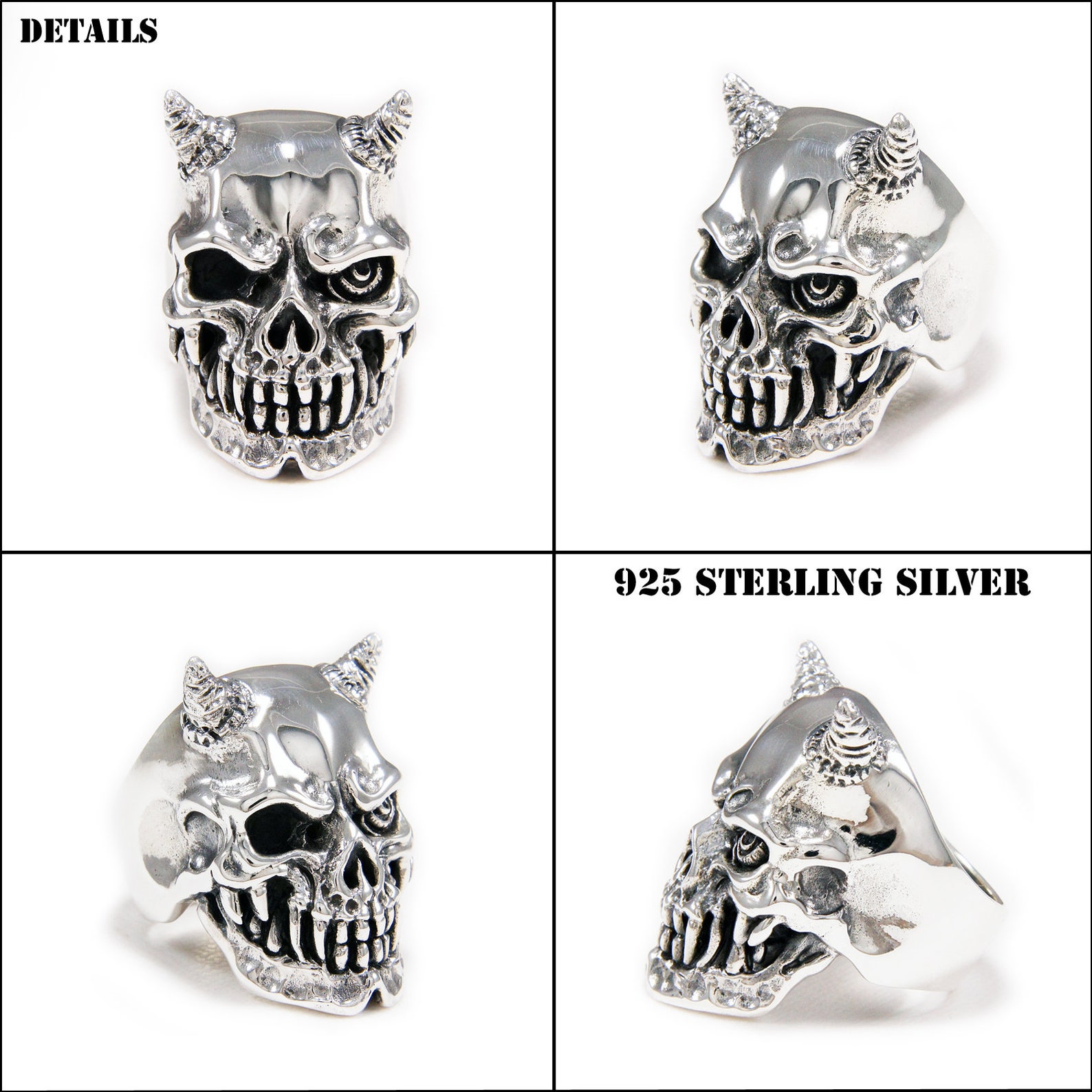 Demon/skull/horns/hannya/925 Sterling Silver Ring/hannya - Etsy