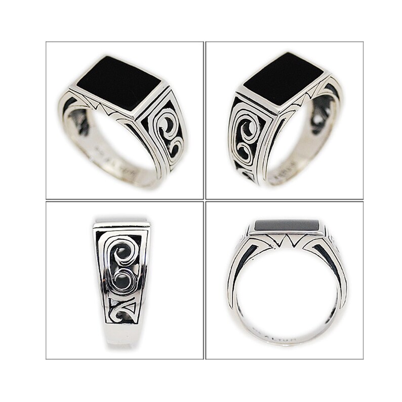 Arabesque/onyx/925 Sterling Silver Ring/silver Gothic | Etsy