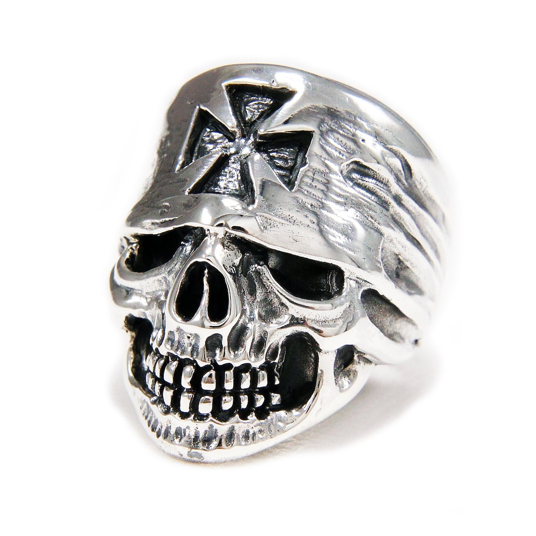Gangster/outlaw/skull/925 Sterling Silver Ring/cross/bandana/skull Ring ...