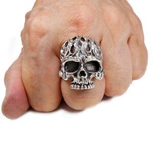Ghost Rider/skull/925 Sterling Silver Ring/flames/skull Ring/biker ...