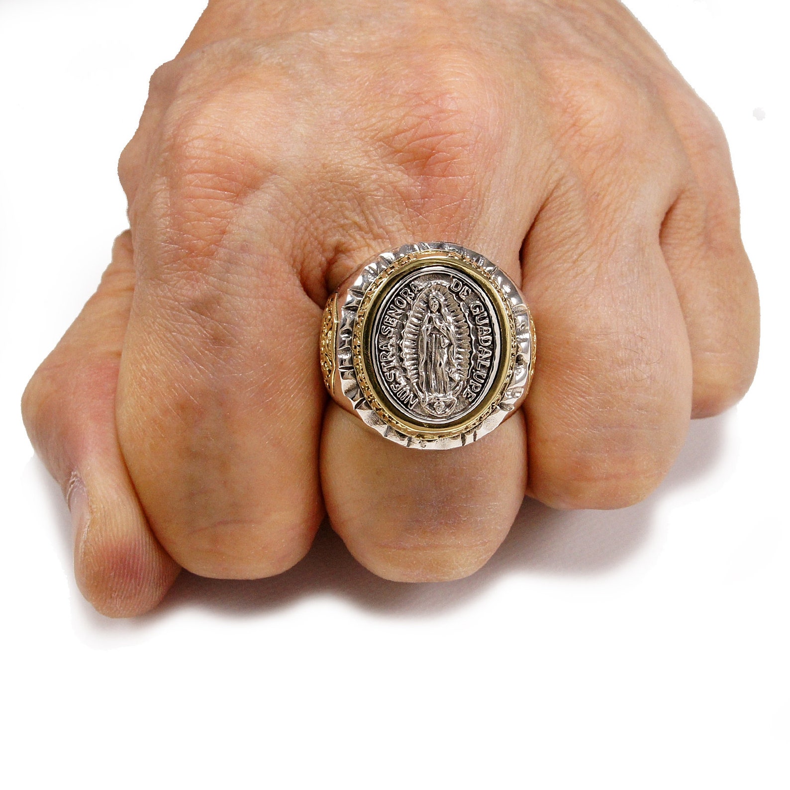 Ave Maria/925 Sterling Silver Ring/Virgin Mary/Cross Ring/Our | Etsy