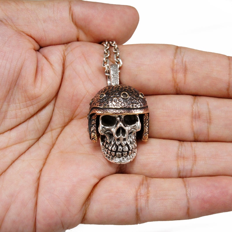 Bronze Helmet/ghost Rider/skull/925 Sterling Silver Pendant/biker ...