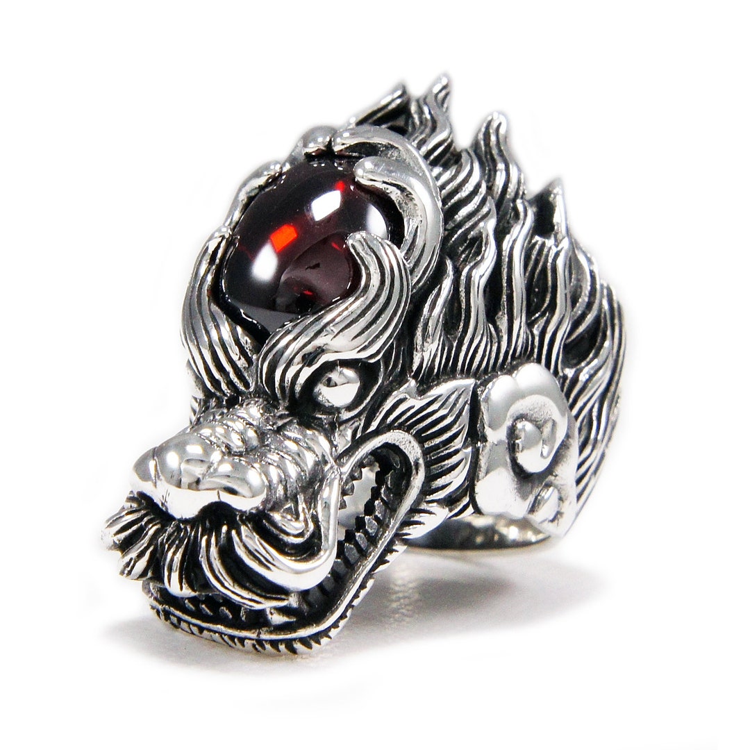 Red Stone/dragon/drake/925 Sterling Silver Ring/red Dragon - Etsy