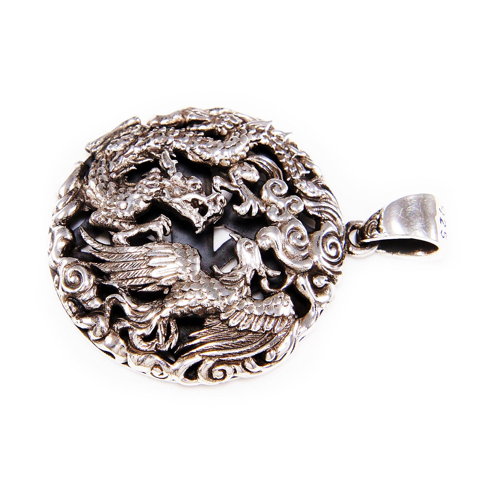 Japanese Dragon & Phoenix/925 Sterling Silver Pendant/silver - Etsy