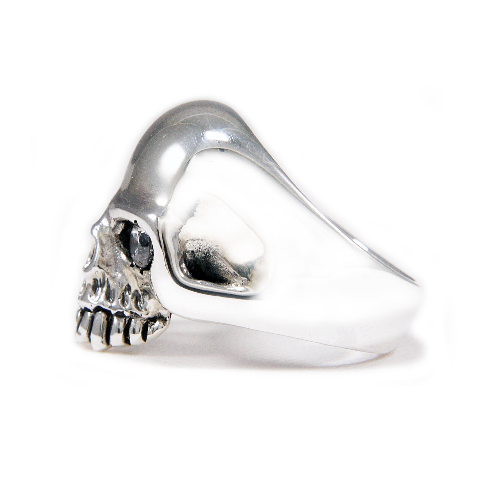 Skull/925 Sterling Silver Ring/white Stone Eye/skull - Etsy