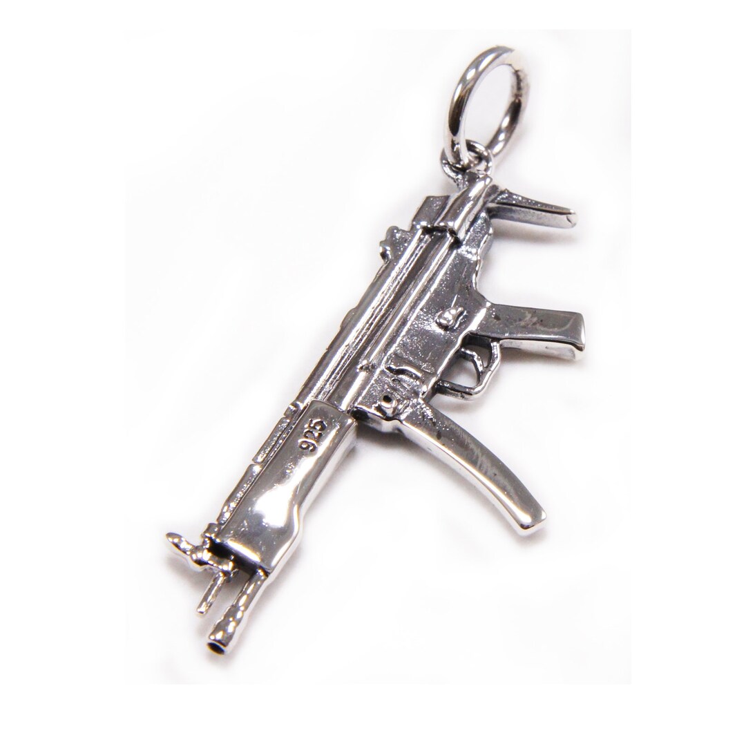 MP 5 Submacine Gun 925 Sterling Silver Pendant/9mm/biker Jewelry/gothic ...