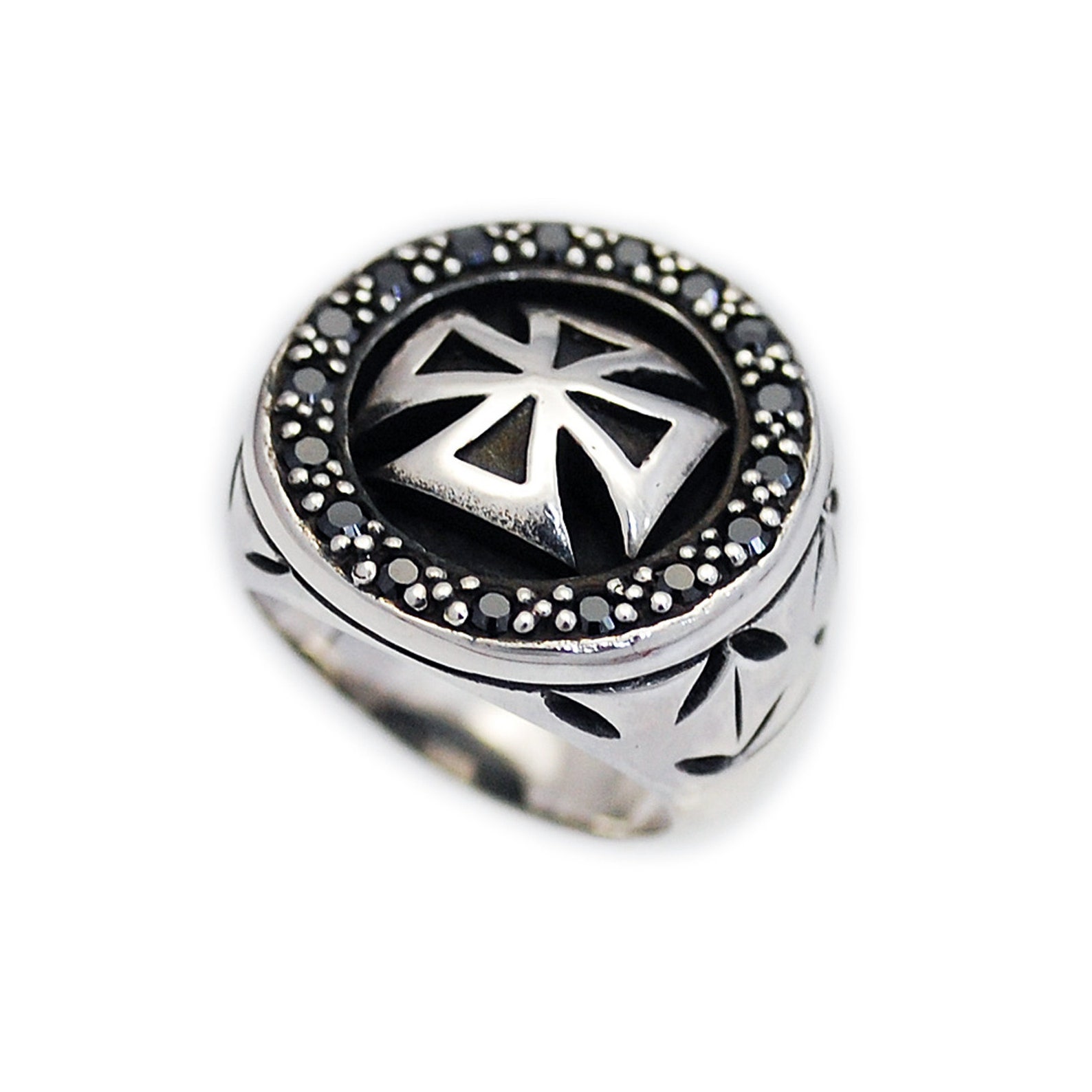 Maltese Cross/925 Sterling Silver Ring/cubic Zirconia/cross Ring/gothic ...