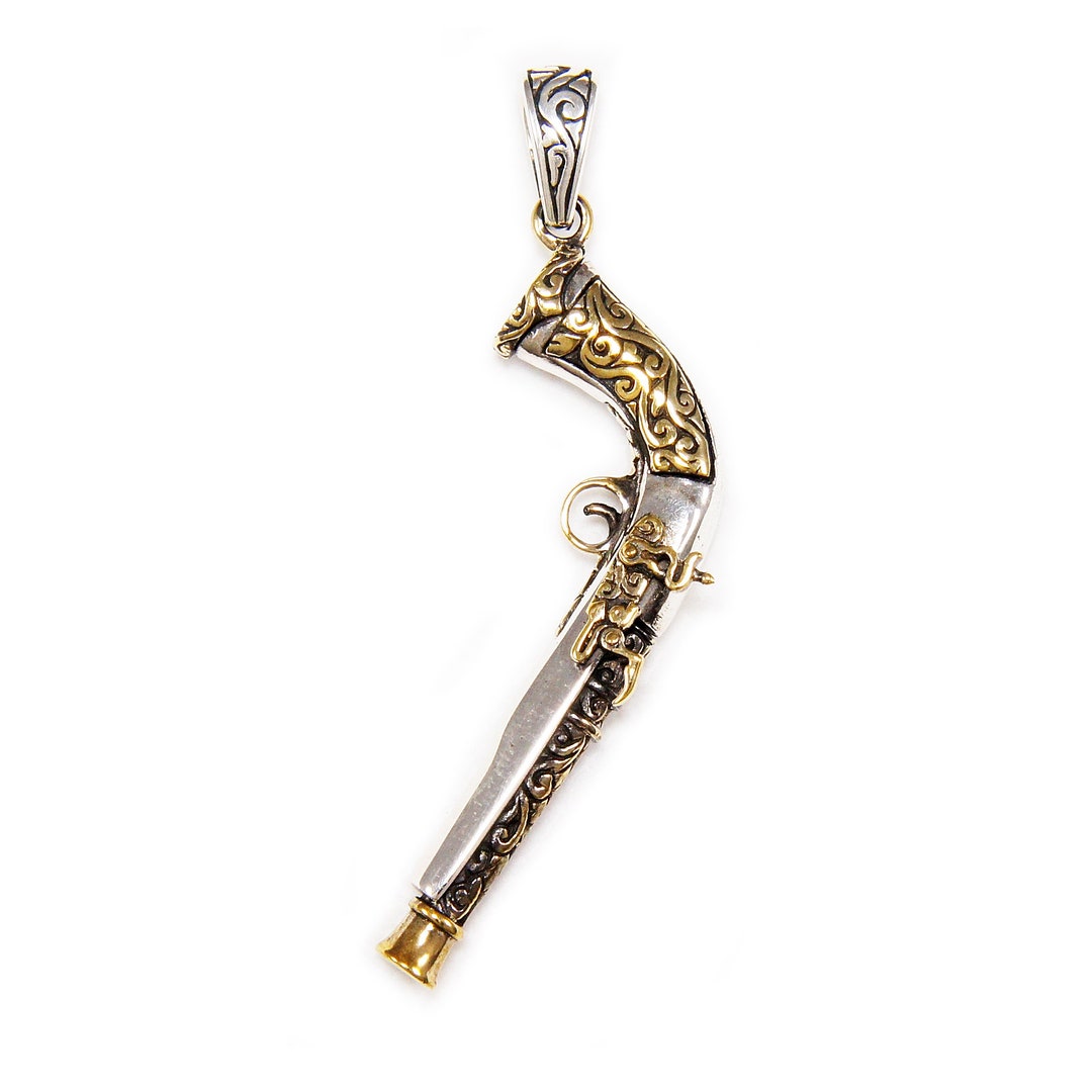 Antique Flintlock Gun/925 Sterling Silver Pendant/brass Combination ...