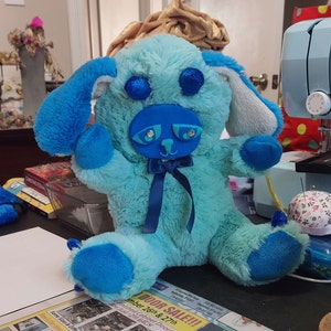 Blue Puppy Goat Plushie OOAK - Etsy