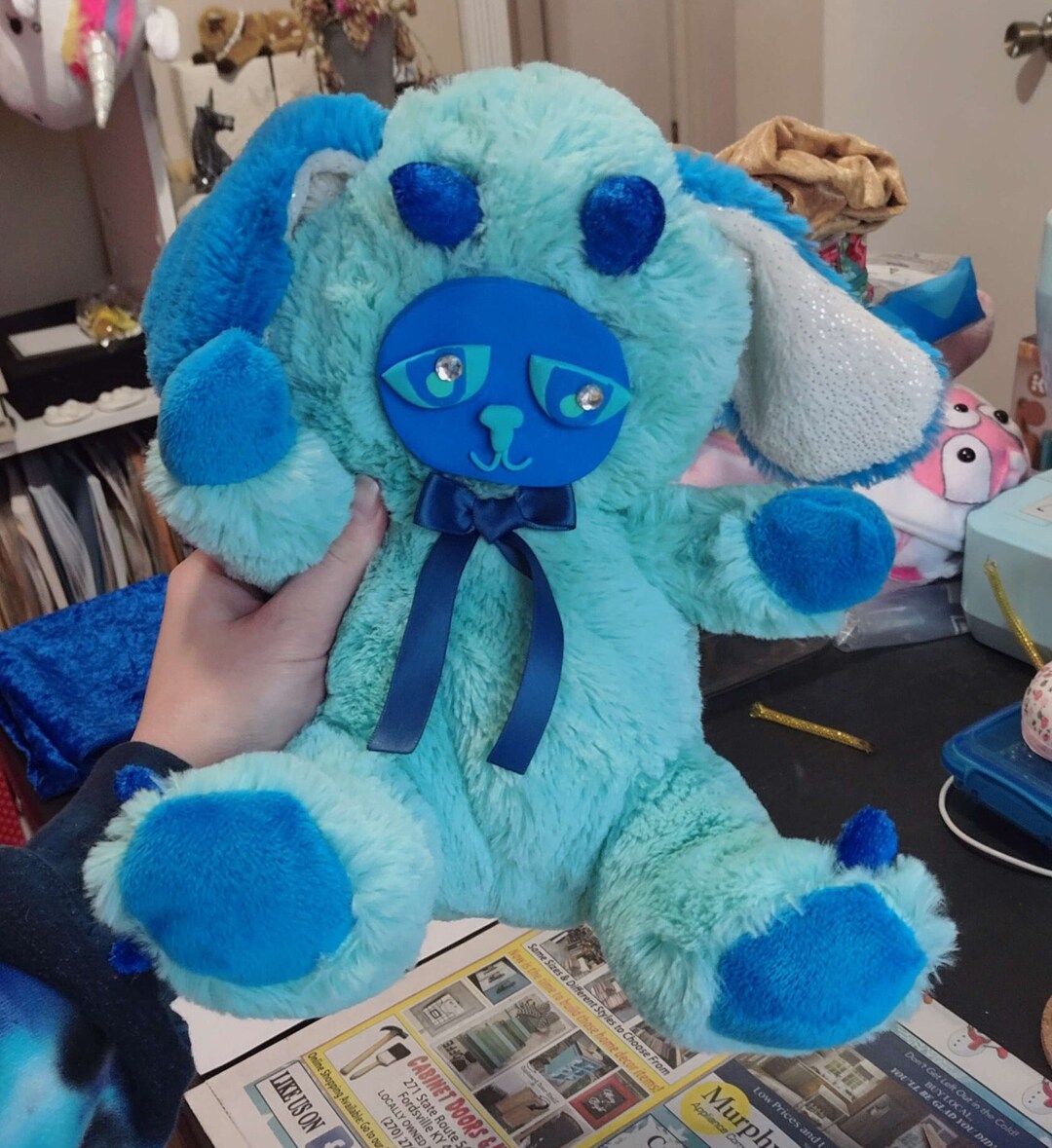 Blue Puppy Goat Plushie OOAK - Etsy