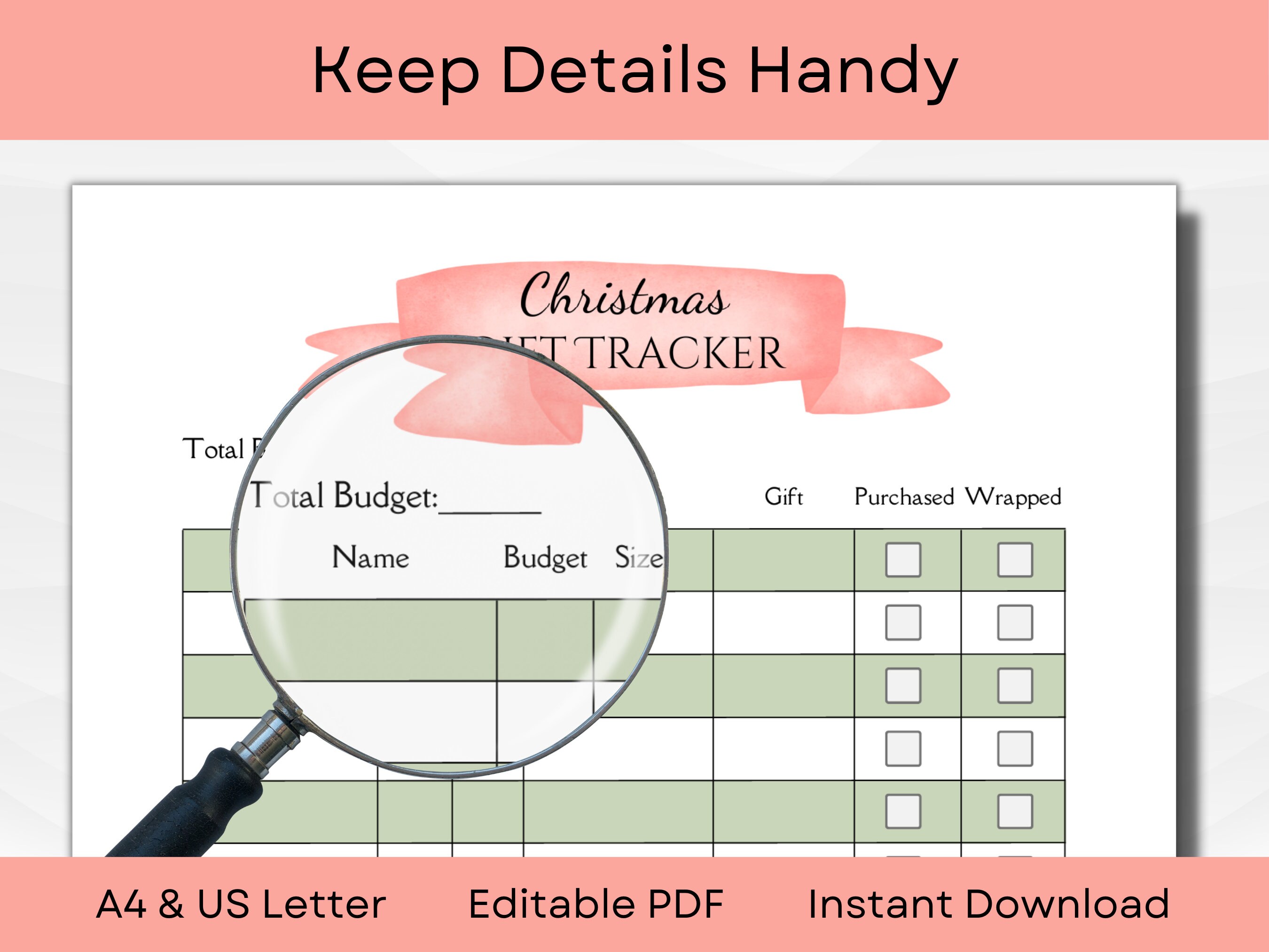 EDITABLE Christmas Gift Tracker for Christmas Shopping and Planning ...