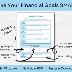 Printable Paycheck Budget With SMART Goal Worksheet Bundle | Editable ...