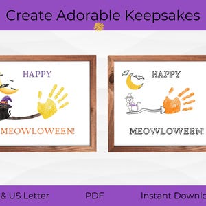 Halloween Handprint Art Template and Coloring Page With Witch's Cat ...