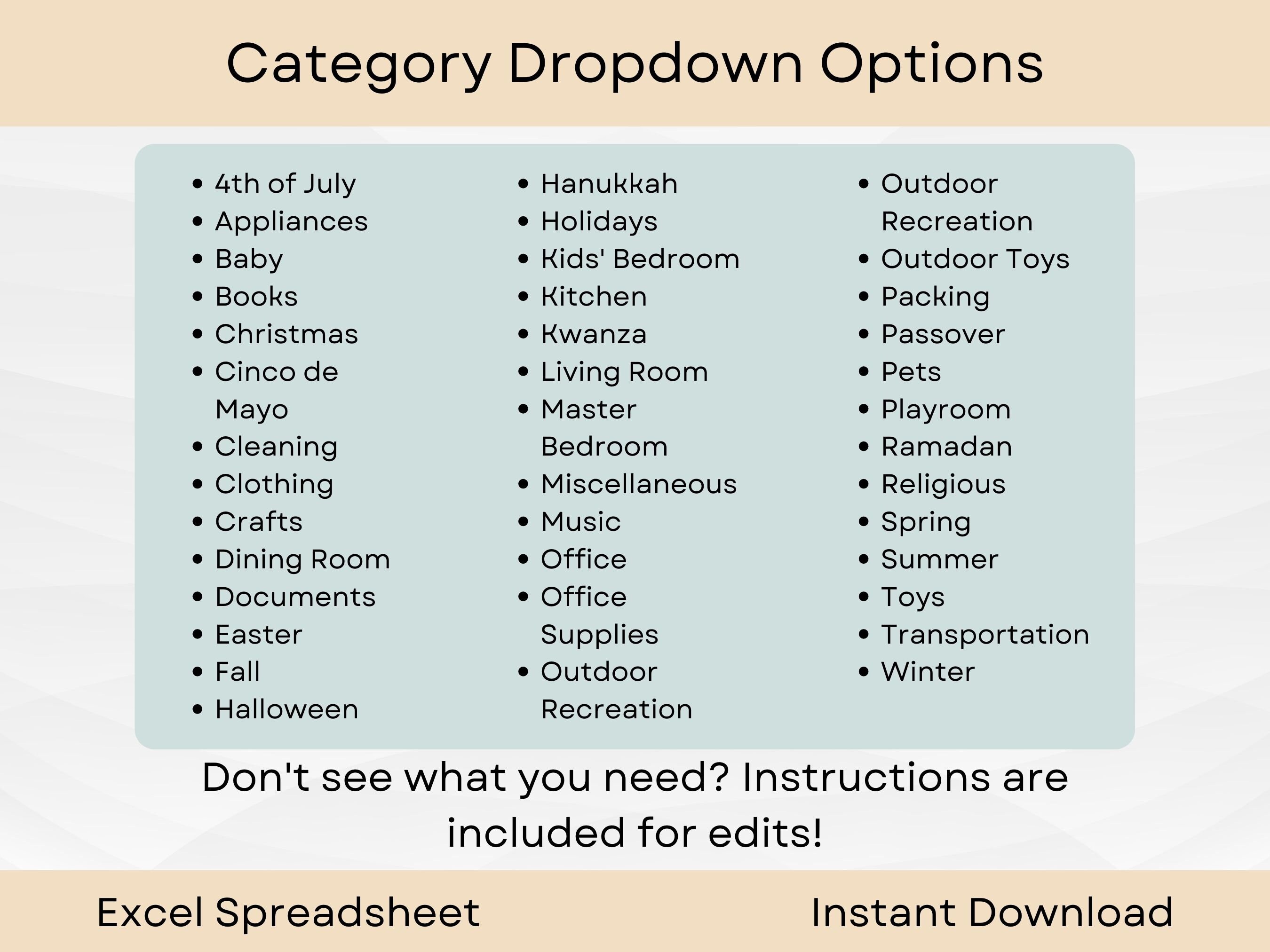 Storage Inventory Spreadsheet | Garage Storage | Home Management ...