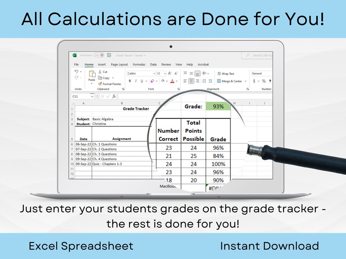 Homeschool Grade Tracker Spreadsheet Assignment Tracker for Home School ...