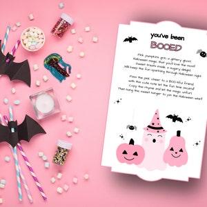 Printable "you've Been Booed" Poem With Doorhanger | Pink Halloween Boo ...