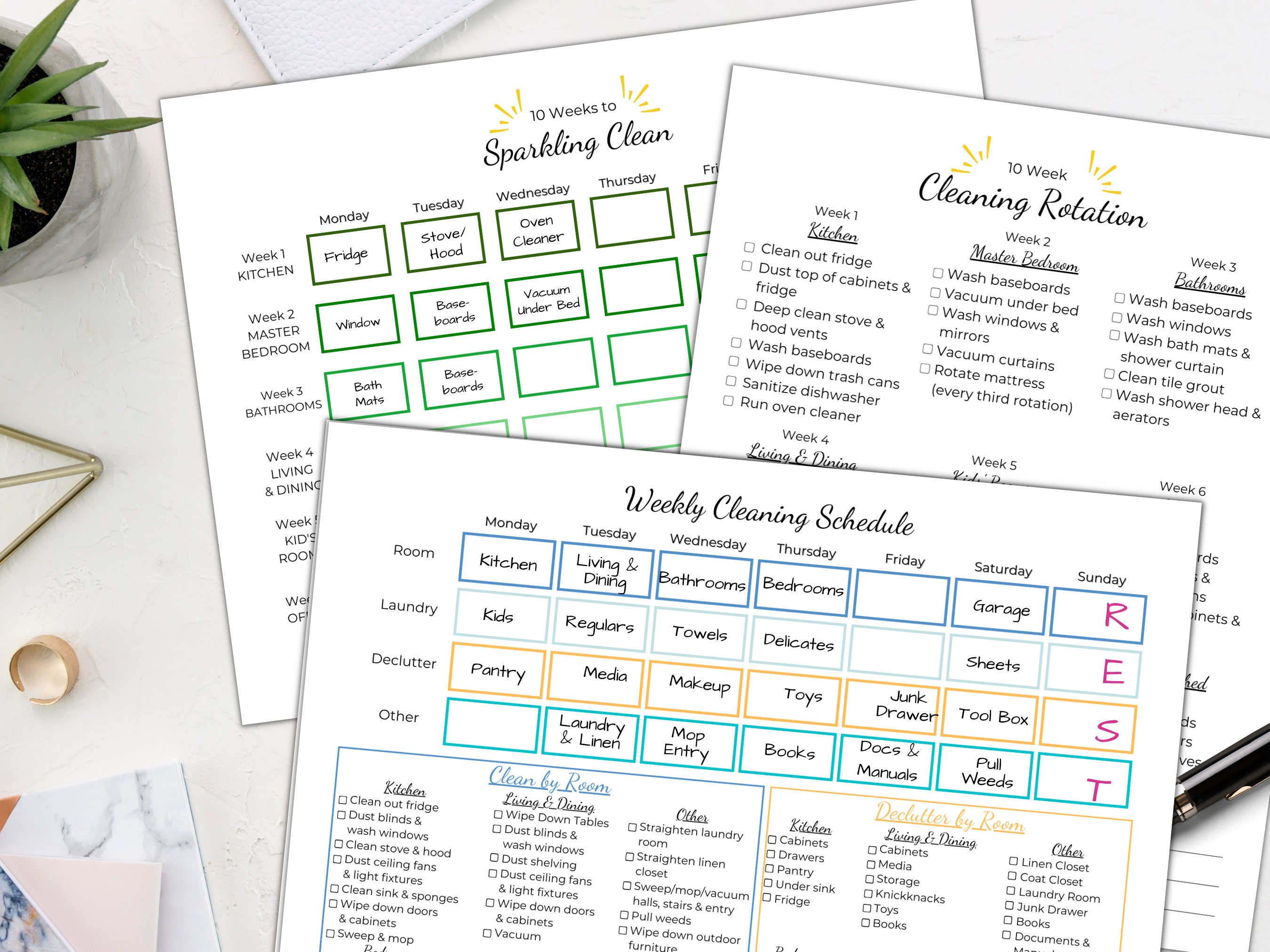 Editable Zone Cleaning Schedule Essentials Weekly Cleaning Planner With ...