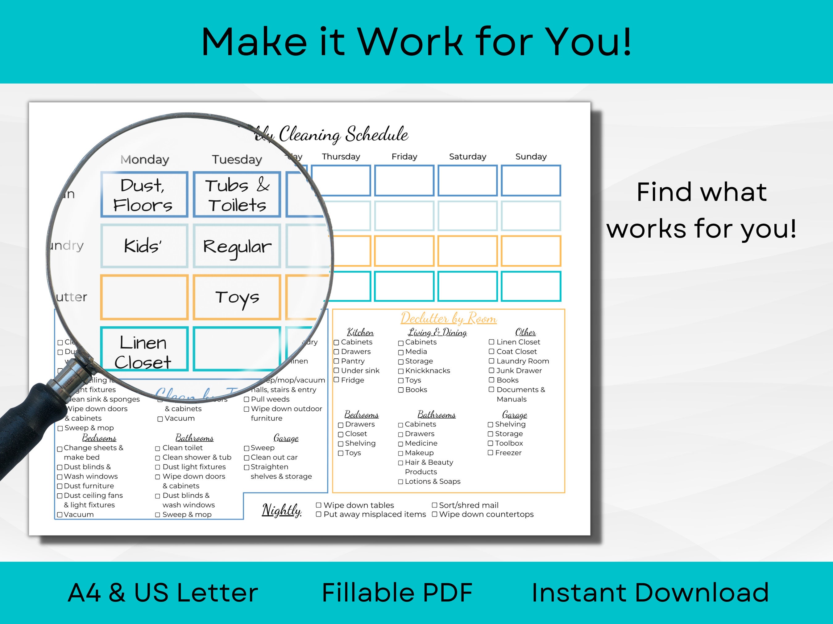 EDITABLE Cleaning Schedule Template | Weekly Essentials Zone Cleaning ...