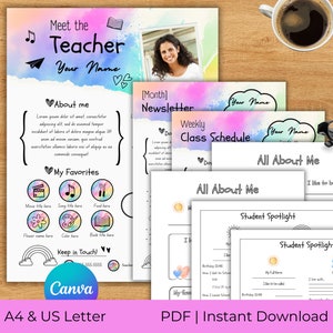 Editable Watercolor Meet the Teacher Template With Student Info Sheets ...