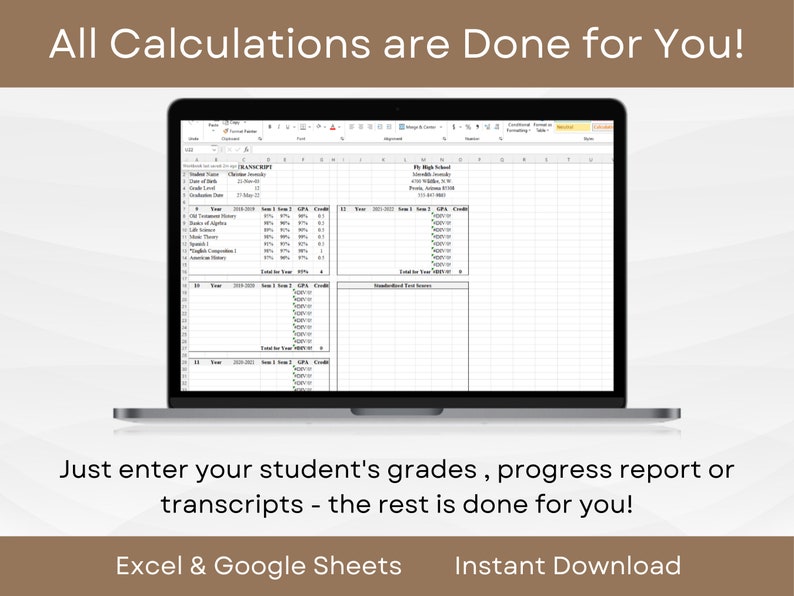 Editable High School Transcript Template Official or Unofficial ...