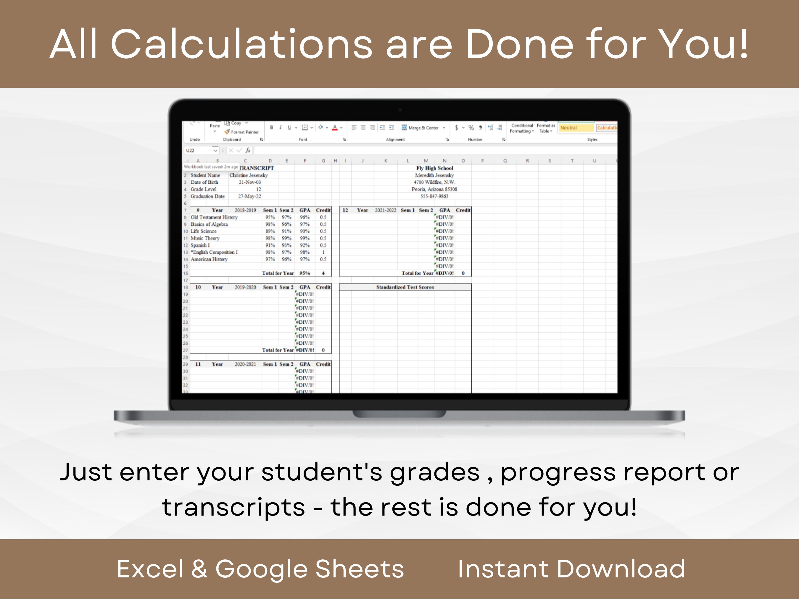 Editable High School Transcript Template Official or Unofficial ...