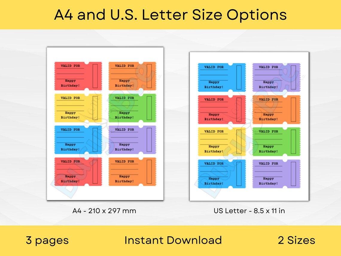 Editable Coupon Book Ticket Template Birthday Coupons for Anyone A4 and ...