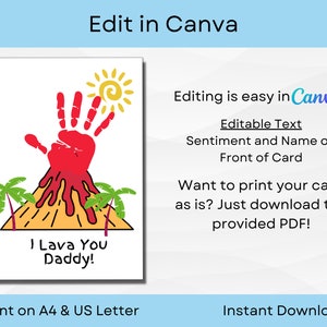 Editable Volcano Handprint Card From Kids for Fathers Day, Grandparents ...