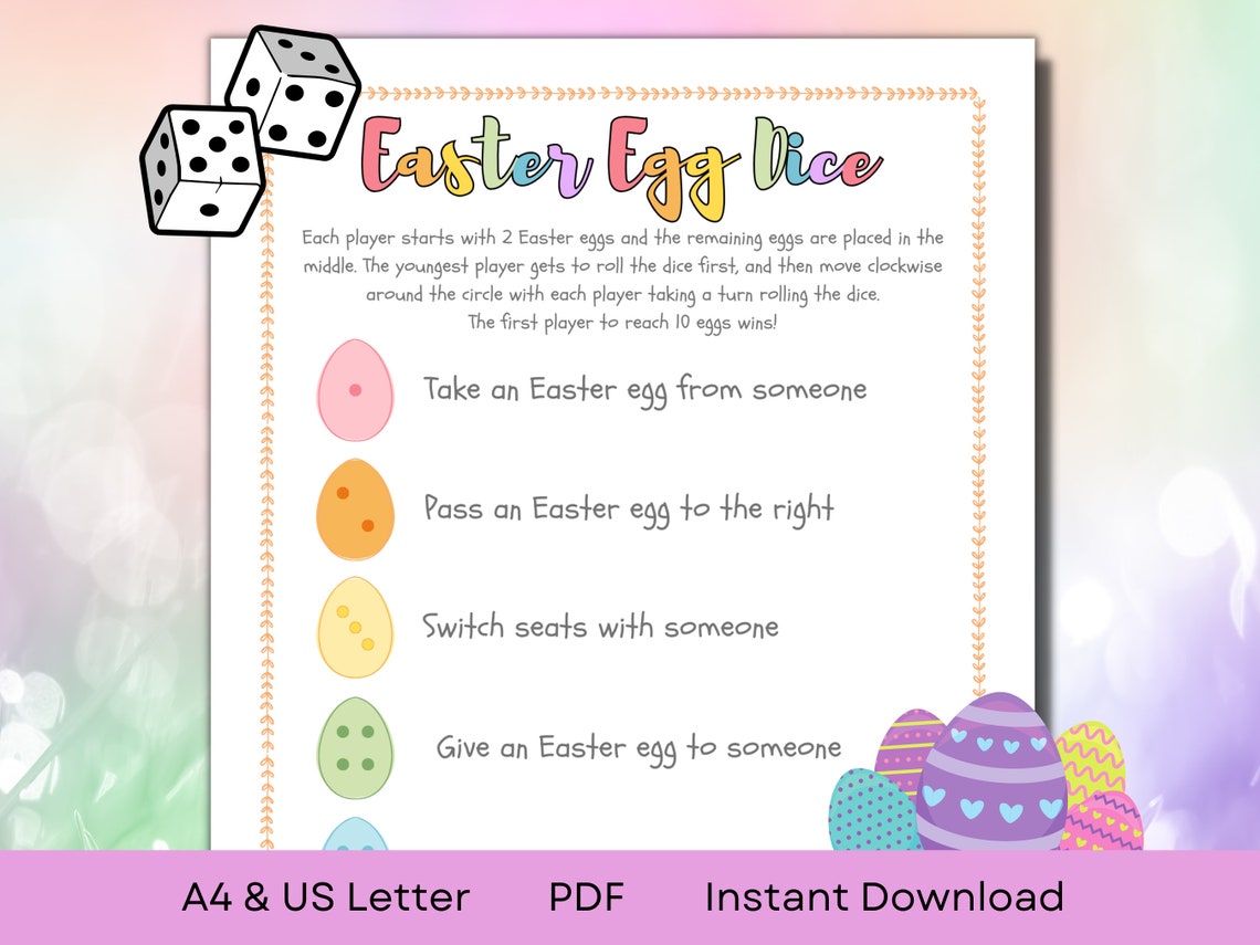 Easter Dice Game | Easter Egg Exchange | A4 & US Letter | Printable PDF ...