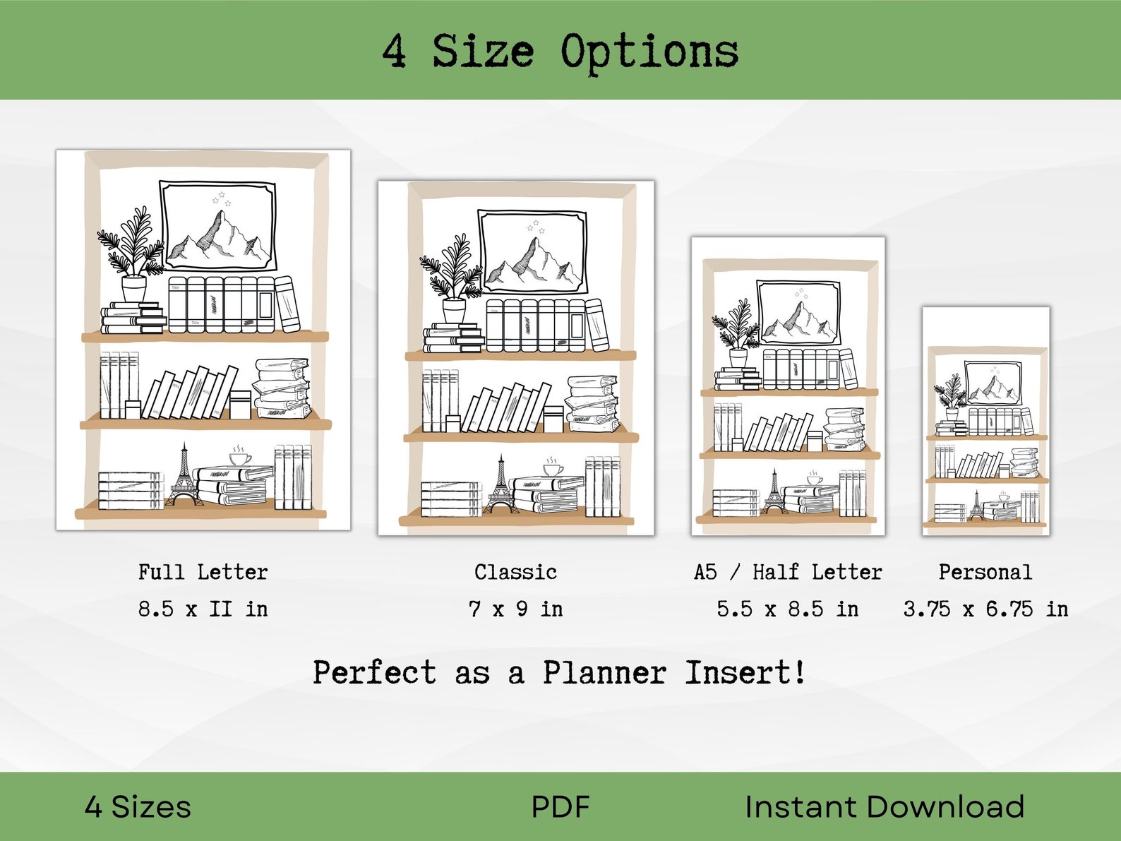 Reading Tracker Printable Bookshelf Coloring Page PDF Instant Download ...